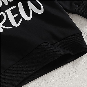 Baby Boys Girls French Terry Crewneck Sweatshirt Crewneck Pullover Thicked Fleece Lined Hoodie Autumn Infant Sweatshirts Black