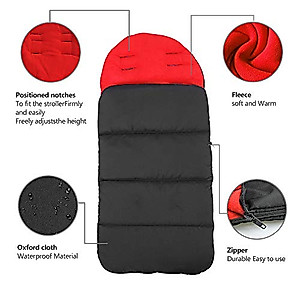 Topwon Universal Stroller Sleeping Bag/Toddler Sleeping Bag/B aby Footmuff Warmer for Stroller Waterproof, Windproof (Red)
