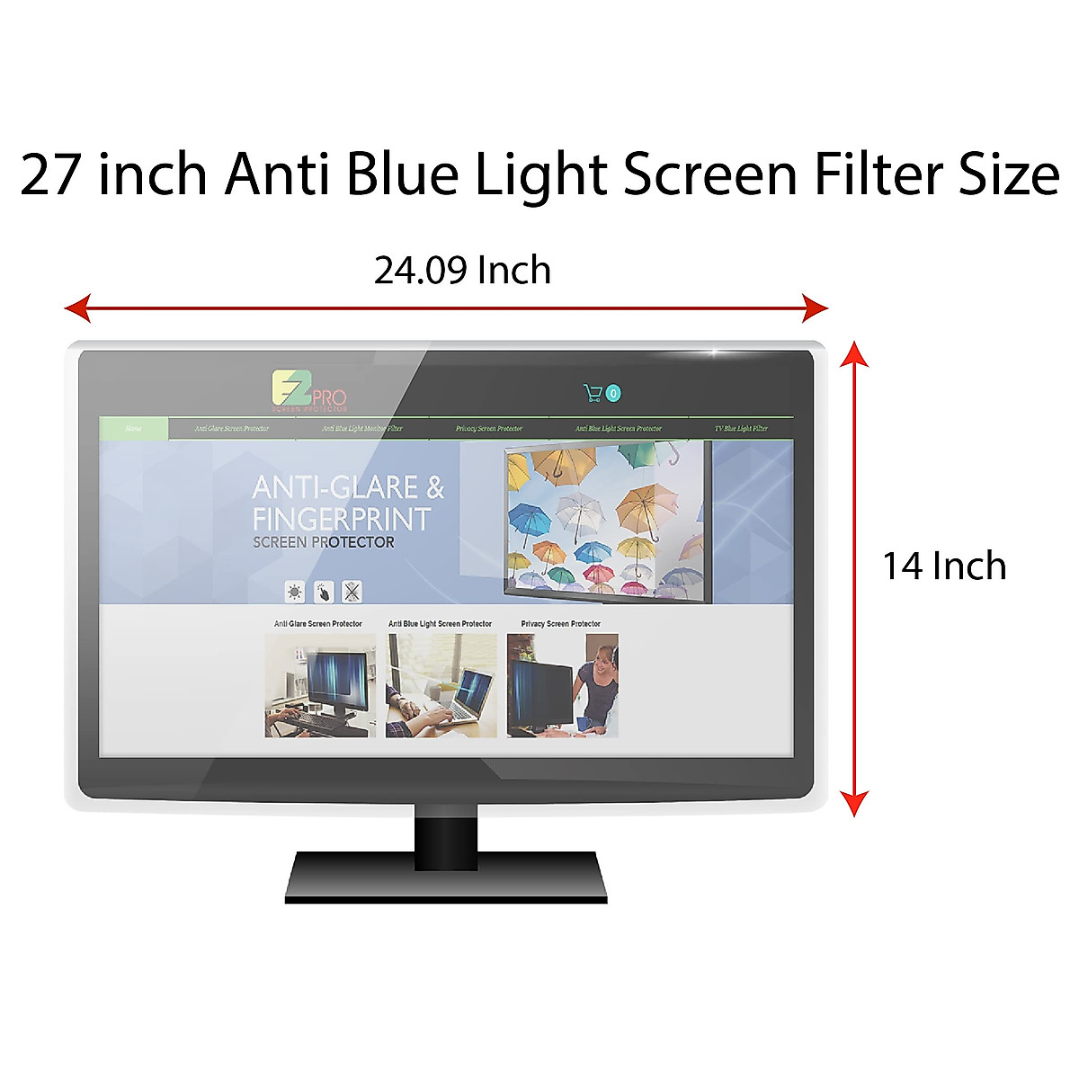 Anti Blue Light Screen Filter for 27 Inches Widescreen Desktop Monitor (Does NOT fit 27" iMac), Blocks Excessive Harmful Blue Light, Reduce Eye Fatigue and Eye Strain