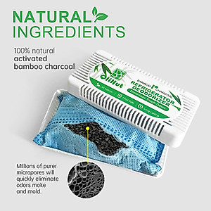 Fridge Deodorizer (5 Pack) Natural and Unscented Activated Charcoal Refrigerator Deodorizer - Fridge Odor Eliminator for Freezers, Coolers, and Lunch Boxes