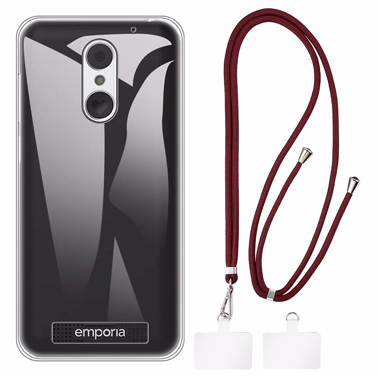 Shantime Emporia Smart 4 Case + Universal Mobile Phone Lanyards, Neck/Crossbody Soft Strap Silicone TPU Cover Bumper Shell for Emporia Smart 4 (4.95”)