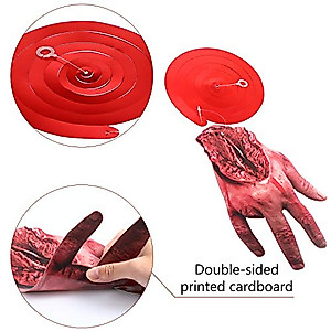 Scary Halloween Decorations Blood Weapon Hanging Swirl , Fake Scary Broken Blood Hands and Feet Broken Body Parts Foil Swirl for Haunted House Halloween Vampire Zombie Party Supplies, 30 Count
