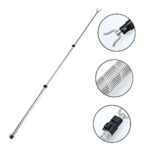 CAXUSD Clothes Pole Adjustable Curtain Rods Outdoor Clothesline Heavy Duty Tension Rod Home Clothesline Rod Hanger Reach Pole Curtain Pull Alloy Silver Simple Pole for Clothes Light Shot