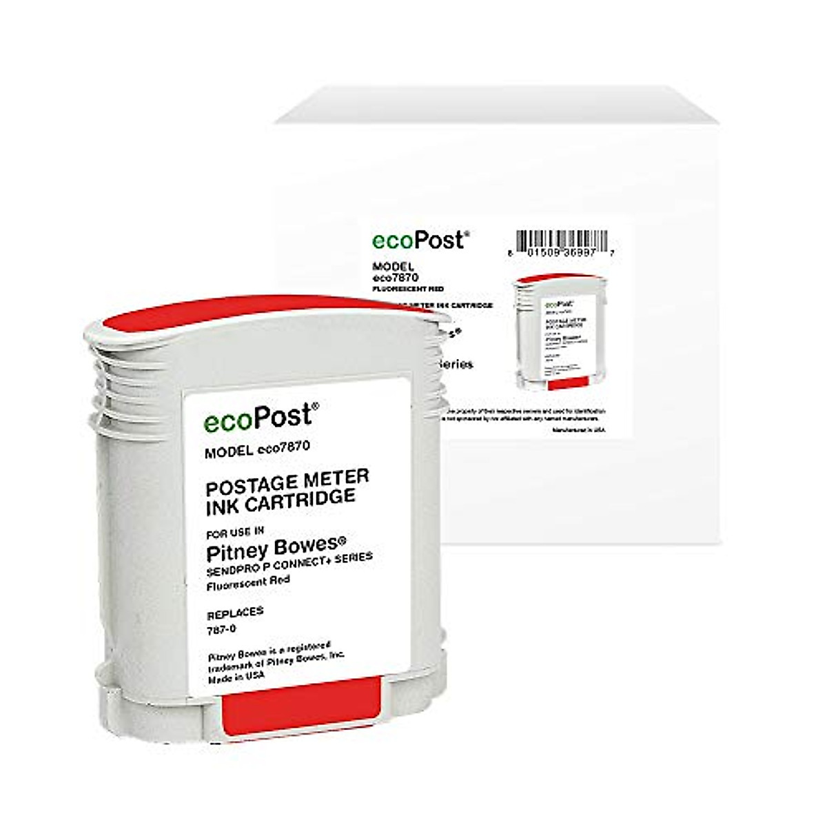 ecoPost Remanufactured Postage Meter Ink Cartridge Replacement for Pitney Bowes 787-0 | Red