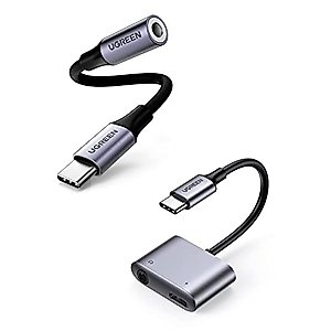UGREEN Braided USB C to 3.5mm Audio Adapter and 2 in 1 USB C to 3.5mm Headphone and Charger Adapter Bundle