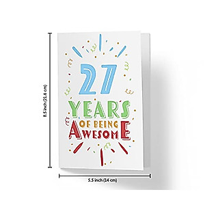 27th Birthday Card for Him Her - 27th Anniversary Card for Dad Mom - 27 Years Old Birthday Card for Brother Sister Friend - Happy 27th Birthday Card for Men Women | Karto – Being Awesome (Color)