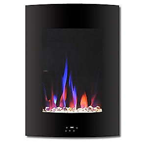 Paramount 27" Black Vertical Curved Wall Mount Electric Fireplace