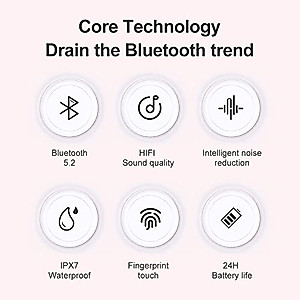 Hoseili 2023new editionBluetooth Headphones.Bluetooth 5.2 Wireless Earphones in-Ear，LED Power Display IPX7 Waterproof Band Microphone Touch Control Portable Charging Case for iOS Android PC. YJA7