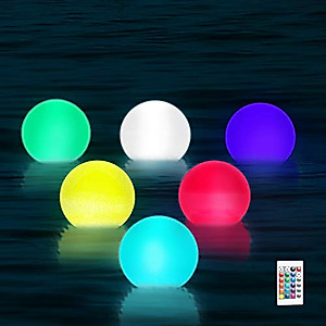 WHATOOK Floating Pool Lights 6pack 16 Color Changing Remote Led Ball Light IP68 Waterproof Bath Light,Replaceable Battery Hot Tub Glow Night Lights for Swimming Pool, Garden,Wedding Decor