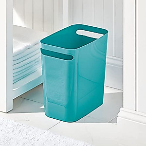 mDesign Plastic Slim Large 2.5 Gallon Trash Can Wastebasket, Classic Garbage Container Recycle Bin for Bathroom, Bedroom, Kitchen, Home Office, Outdoor Waste, Recycling - Aura Collection - Teal Blue, Pack of 1