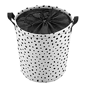 Laundry Hamper Irregular Chaotic Dots Dirty Clothes Storage Basket Black And White Collapsible Waterproof Toy Organizer for Boys And Girls Bedrooms, Bathroom
