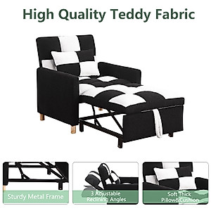 Sleeper Chair Bed,3-in-1Convertible Sleeper Sofa Chair Bed with Pillow,Multi-Functional Sleeper Chair with Soft Velvet Fabric for Living Room,Dorm,Apartment,Bedroom or Office