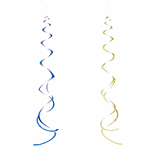 BLUE PANDA 30 Pack Hanging Happy Birthday Swirl Decorations, Party Streamers for Ceiling (35-38 in)