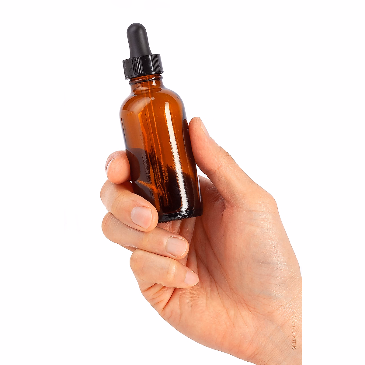 Black Straight Tip Glass Dropper Closure Top for 2 oz / 60 ml (20-400 Neck Size) Boston Round Bottles - 12 Pack