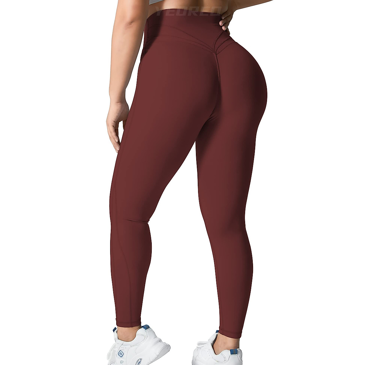 YEOREO Grace Workout Leggings for Women Butt Lifting Tummy Control High Waist Gym Yoga Compression Pants Deep Burgundy M
