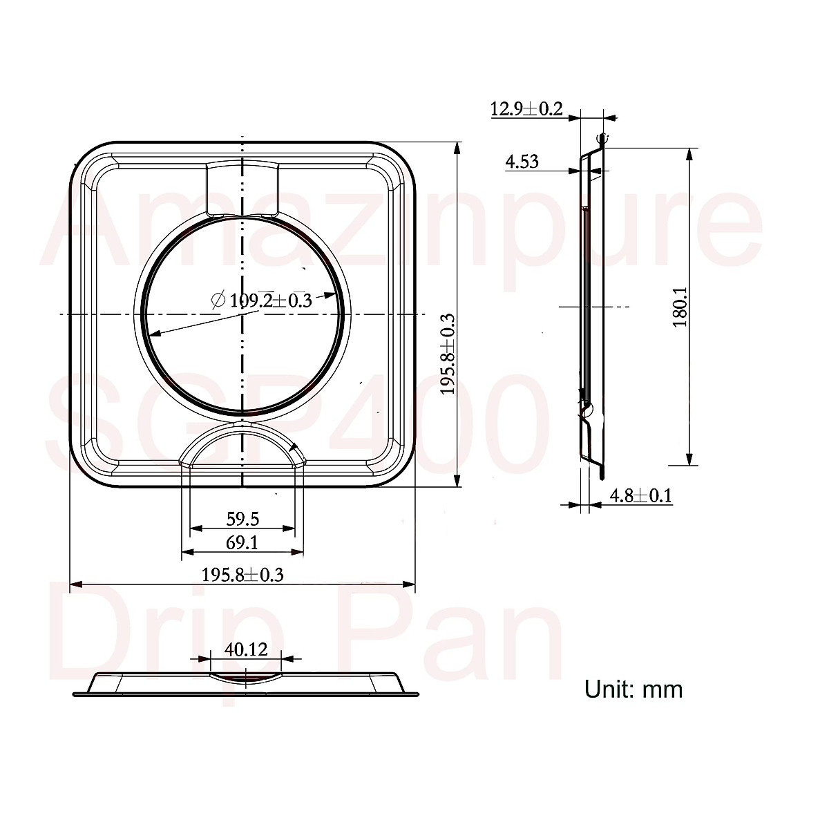 Amazinpure SGP-400 4 Pack Replacement Black Porcelain Square 7.75" x 7.75" Gas Range Drip Pan Replaces 786333 PS11744751 WP786333 AP6011553