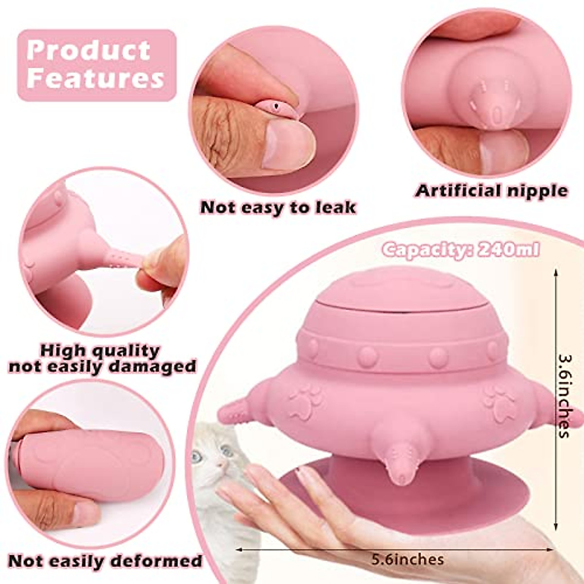 Puppy Automatic Feeder 240ml Dog Bowl Feeder Puppy Feeder Station, Weaning Dish Puppy's Feeding for Feeding Kittens, Puppies and Rabbits