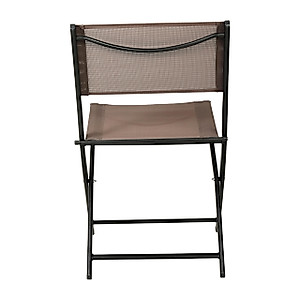 Flash Furniture Brazos Commercial Indoor-Outdoor Folding Chairs, Flex Comfort Backs/Seats, Metal Frames, Portable Lightweight Foldable Design, Set of 2, Brown/Black