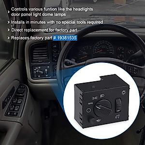 WMPHE Compatible with Headlight Switch Chevy Silverado GMC Sierra 2003-2007 Suburban Avalanche Yukon Tahoe Cadillac Escalade Headlamp Dimmer Switch Replace OE # 19381535 D1595G 15194803