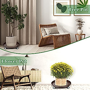 20 Inch Round Plant Stand with Wheels Heavy Duty Plant Stand Easy Moving Plant Dolly Large Metal Planter Tray Round Pot Trolley with Casters for Indoor Outdoor Round Flower Pot, No Holes