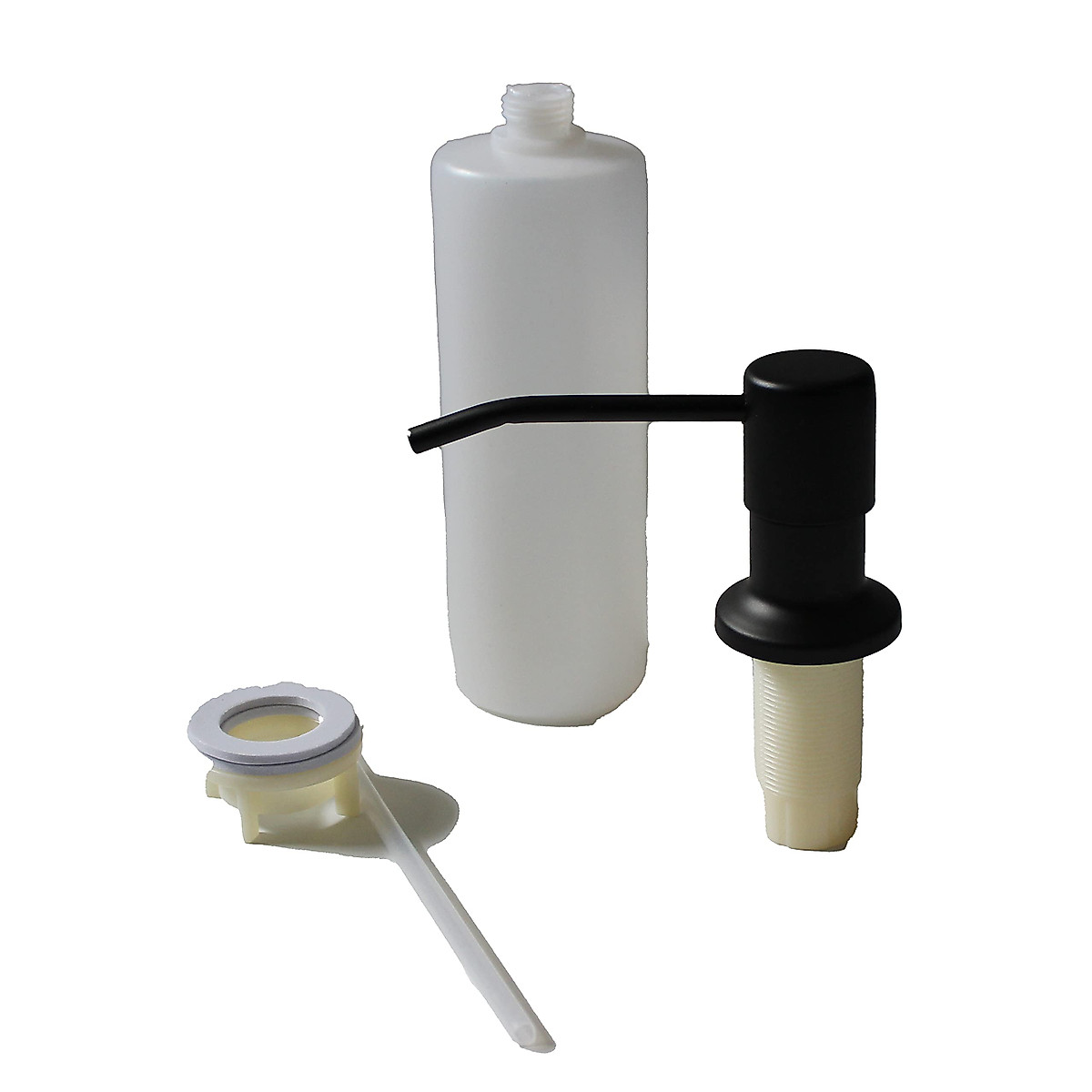 Soap Dispenser for Kitchen Sink, Built in, Stainless Steel (Brushed Nickel), Pump Set for Dish Soap or Lotion, Refill from The Top, for CounterTop, Black