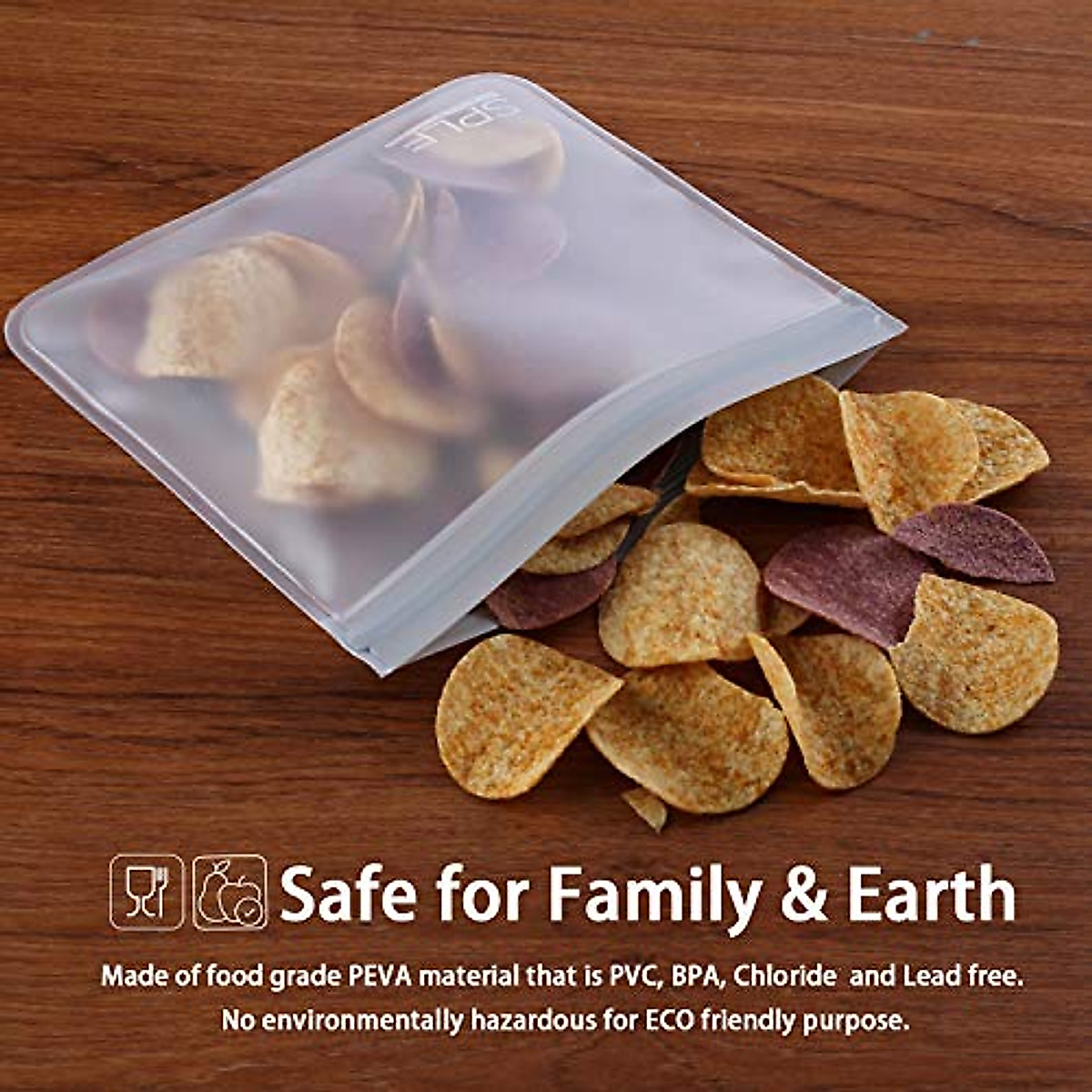 SPLF 12 Pack BPA FREE Reusable Storage Bags (5 Reusable Sandwich Bags, 5 Reusable Snack Bags, 2 Reusable Gallon Bags), Extra Thick Freezer Bags Leakproof Silicone and Plastic Free Lunch Bags for Food