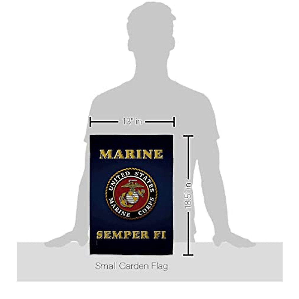 US MILITARY United State Marine Corps USMC Semper Double-Sided Lawn Decoration Gift House Garden Yard Banner Fi Flag American Military Veteran, 12" x 18.5 Made in USA