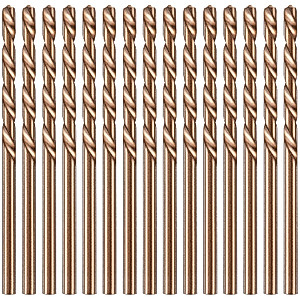 15 Pieces Cobalt Drill Bit Set M35 High Speed Steel Twist Drill Bit Set for Hardened Metal Stainless Steel Cast Iron Woodwork Plastic (1/8 Inch)