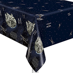 Multicolor Plastic Star Wars Classic Rectangular Table Cover (54" x 84") 1 Count - Iconic & Eco-Friendly Material, Perfect for Every Galactic Gathering