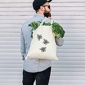 BeeGreen Canvas Tote Bag 12OZ Cute Bees & Canvas Tote Bag for Women with Zipper Pocket Personalized Gifts Embroidery Monogram Tote 13OZ Intial Tote Beach Bag