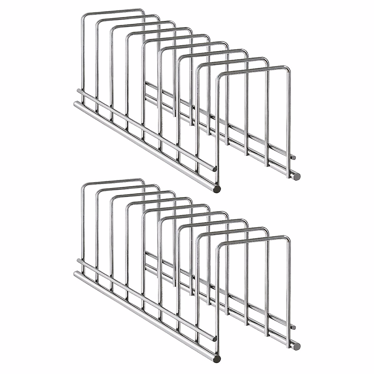 PINNIYOU Pot Lid Organizer, 2 Pack Kitchen Plate Pot Lid Rack Holder Rest, Storage Cutting Boards, Bakeware, Pots & Pans Serving Trays, Reusable Containers in Cabinet Pantry, USU201, Silver