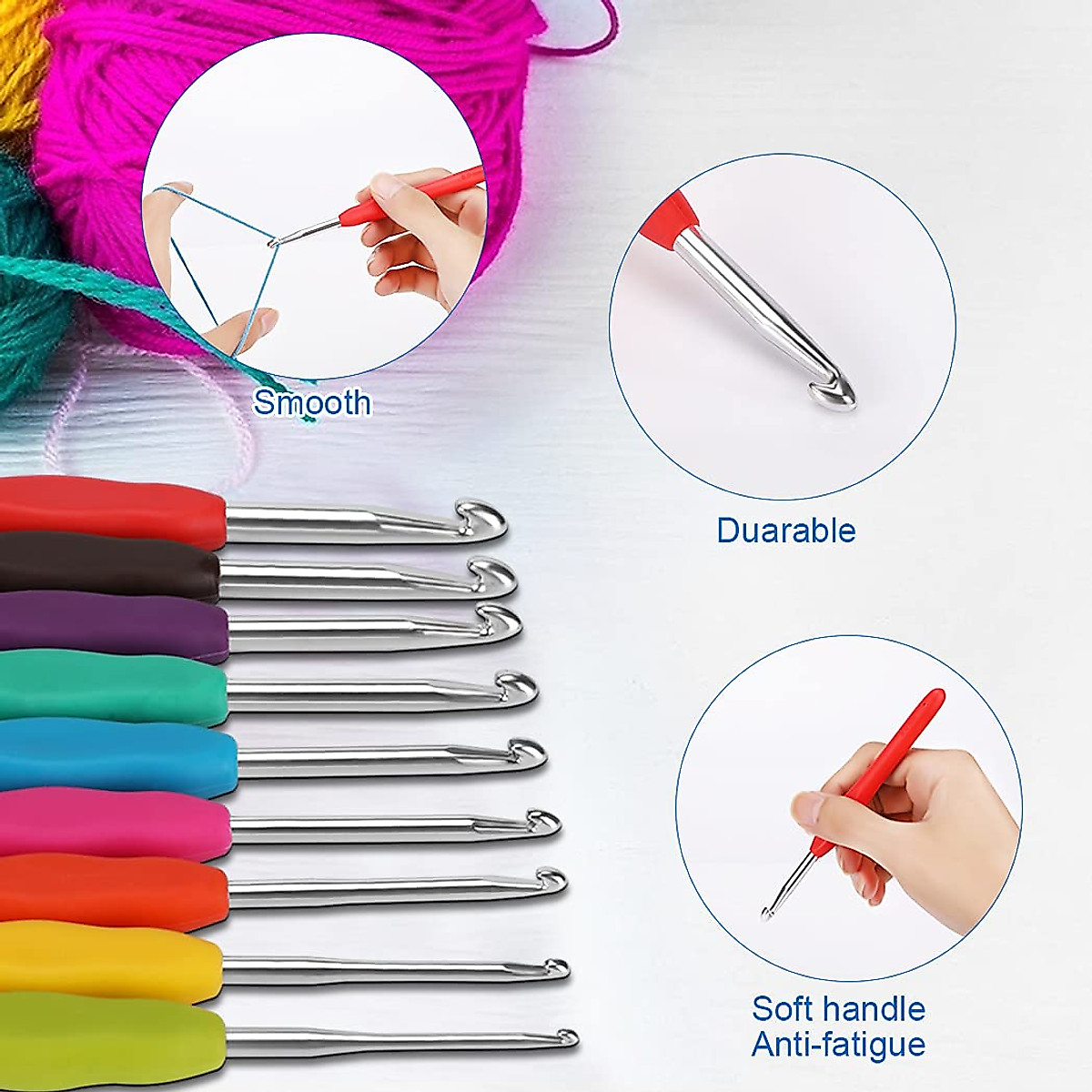 67 Pcs Crochet Hook Set with Case Globalstore Crochet Kit with Yarn, Ergonomic Crochet Kits Include 5 Roll Yarn, Knitting Needles and Other Supplies, Full Crochet Starter Kit for Beginners Adults