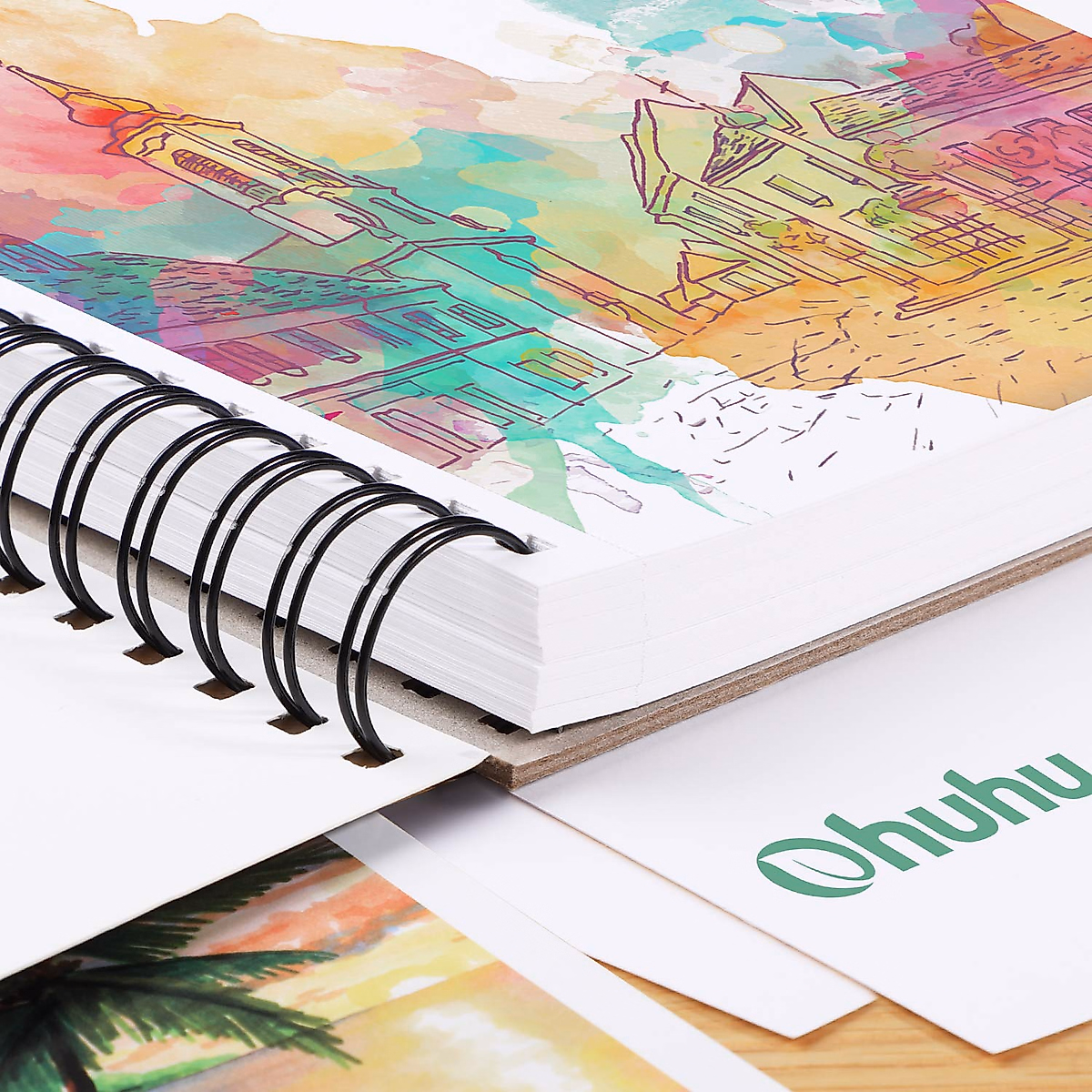 Ohuhu Marker Pads Art Sketchbook, 7.6"x10" Large Paper Size, 120LB/200GSM Heavy Smooth Drawing Papers, 60 Sheets/120 Pages, Spiral Bound Sketch Book for Alcohol Markers Christmas Gift