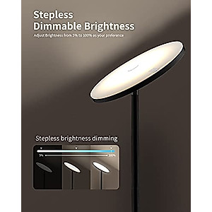 Floor Lamp, Nekteck Led Floor Lamps for Living Rooms, Bedrooms and Office, Torchiere Standing Pole Lamp with Modern Design and Touch Control, Tall room lamps with 30w/2000LM, 3000K Warm White