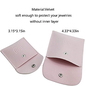 wanerxin Pack of 2 PCS Velvet Jewelry Pouch with Snap Button for Necklaces Bracelet Rings Watch (Pink)