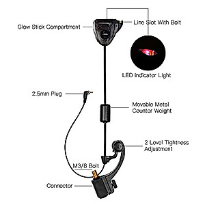 Doorslay Fishing Bite Indicators Set LED Bite Indicator Illuminated Bite Indicators with Storage Case Fishing Tackle