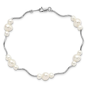 IceCarats 925 Sterling Silver Freshwater Cultured Pearl Chain Bracelet