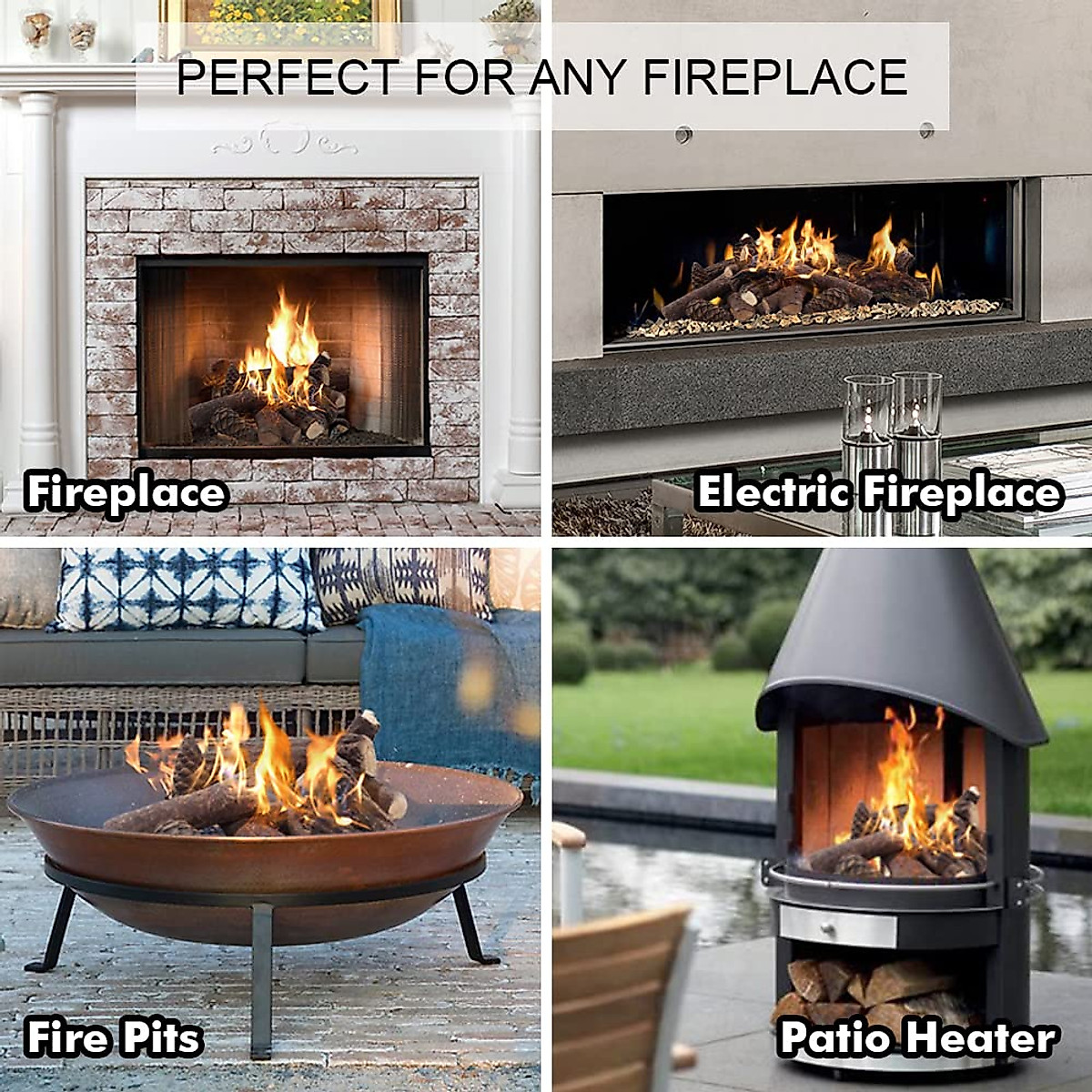 Skypatio Gas Fireplace Logs Set, 9 PCS Ceramic Wood Logs for Indoor or Outdoor Fireplace, Fire Pit Decor, Lightweight & Portable