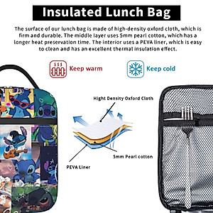 TRPSR Anime Fun Cartoon Lunch Box Portable Insulated Lunch Bag Office Picnic Multifunctional Large Capacity Zipper Handbag