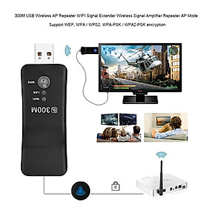 USB WiFi Repeater,Wired and Wireless Signal Amplifier AP WiFi Smart TV Network Adapter Multi-Functional AP Signal Booster, USB Powered High Power WiFi Hotspot Extender