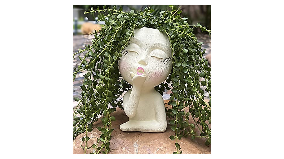 Unique Face Flower Pot for Indoor & Outdoor Decor | Durable Resin Planter