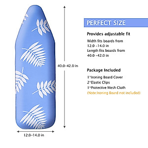 SheeChung 14x42 Inch Over-The-Door Ironing Board Replacement Pad/Cover,100% Cotton Iron Board Cover and Heavy-Duty Extra Thick Pad,Resists Scorching and Staining,Snug fit Ironing Board Cover