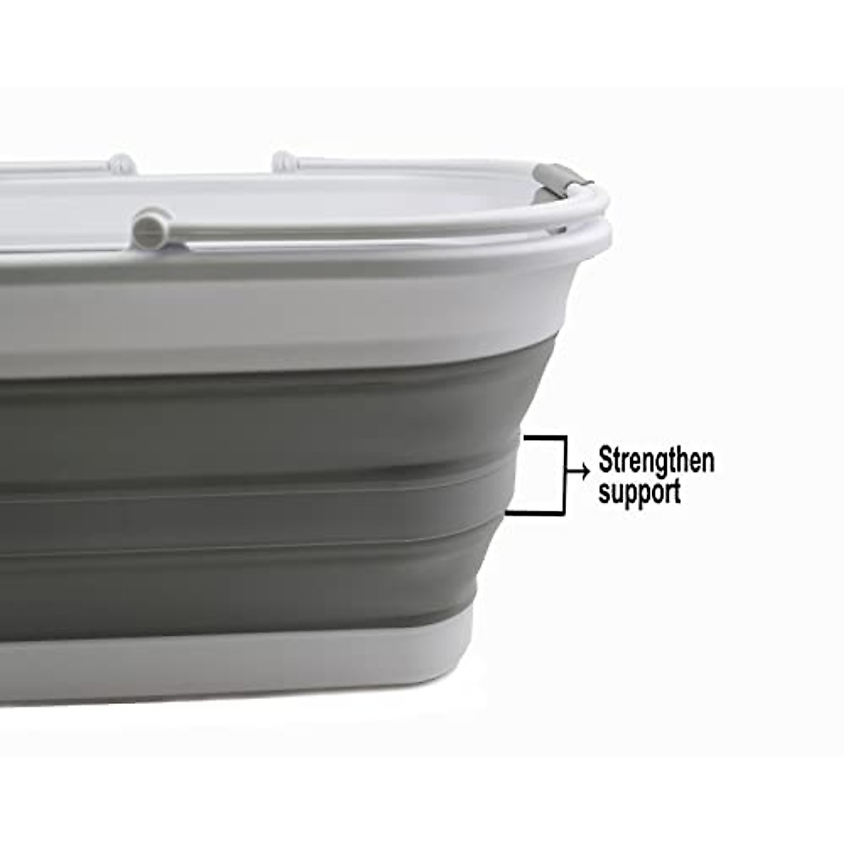 SAMMART 29L(7.6 gallon) Collapsible Tub with Handle-Portable Outdoor Picnic Basket-Space Saving Storage Container,Water capacity 24L(6.3 gallon) (1, White/Grey)