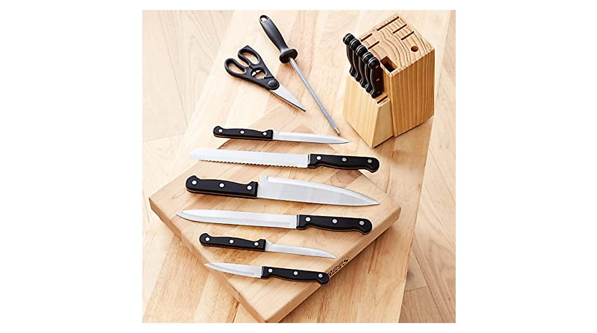 Amazon Basics 14-Piece Kitchen Knife Set with High-Carbon Blades