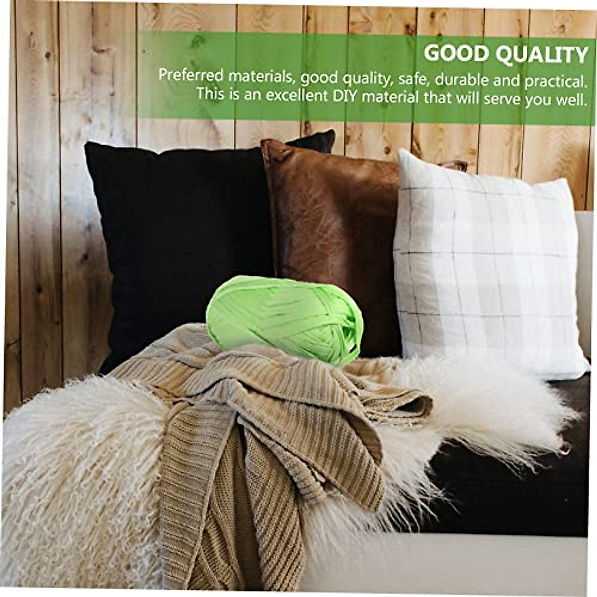 COHEALI 1 Roll Flat Line Wiring Jumbo Yarn Fluffy Yarn Braided Stretch Band Sock Yarn Fluffy Knitting Yarn Chunky Acrylic Light Green DIY Accessories Macrame Rope Braided Cord Crochet Rope