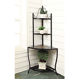 4D Concepts Corner Baker's Rack with Slate Top, Metal/Slate