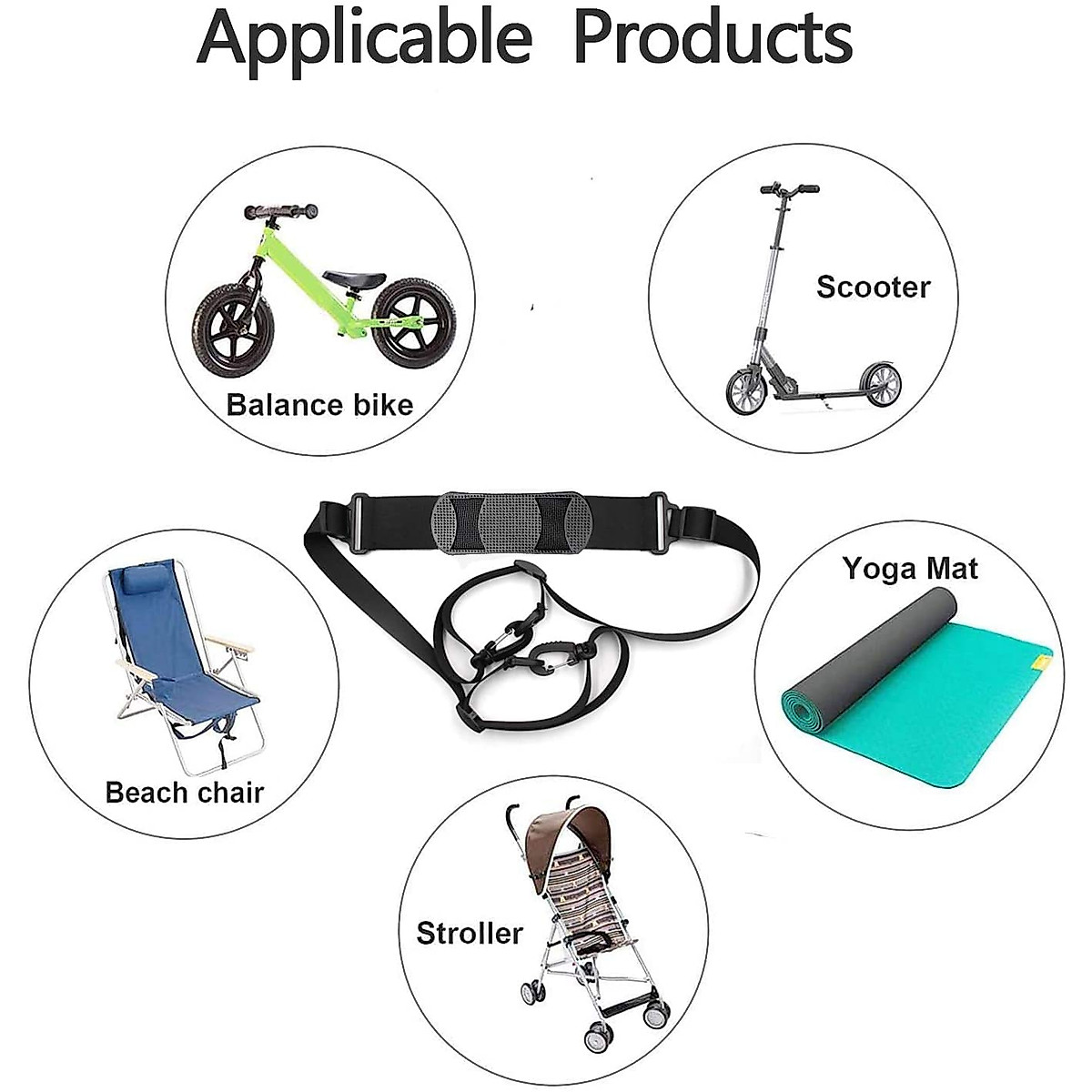 Scooter Shoulder Strap Compatible for Carrying Beach Camping Chair, Electric Scooter,Kids Folding Bike,Foldable Bikes, Balance Bikes, Yoga Mat,Adjustable Should Belt Straps with Non-Slip Shoulder Pad