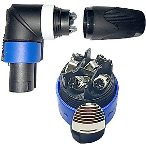 Elbow Right Angle Speakon Cable Adapter Connectors, 4 Pole L-Shape High-Load Speaker Plug Twist Lock Compatiable with Speakon NL4 & NL2 Series, 4 Pack