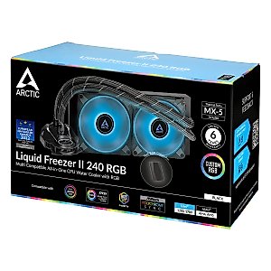 ARCTIC Liquid Freezer II 240 RGB (incl. Controller) - Multi-Compatible All-in-one CPU AIO Water Cooler with RGB, Intel & AMD Compatible, PWM-Controlled Pump, 200-1800 RPM, LGA1700 Compatible - Black