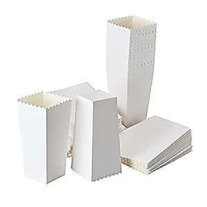 100 Pack White Popcorn Boxes for Party, 46 oz Bulk Paper Popcorn Containers for Movie Night, Carnival Decorations (7.8 x 4.25 x 4.25 In)